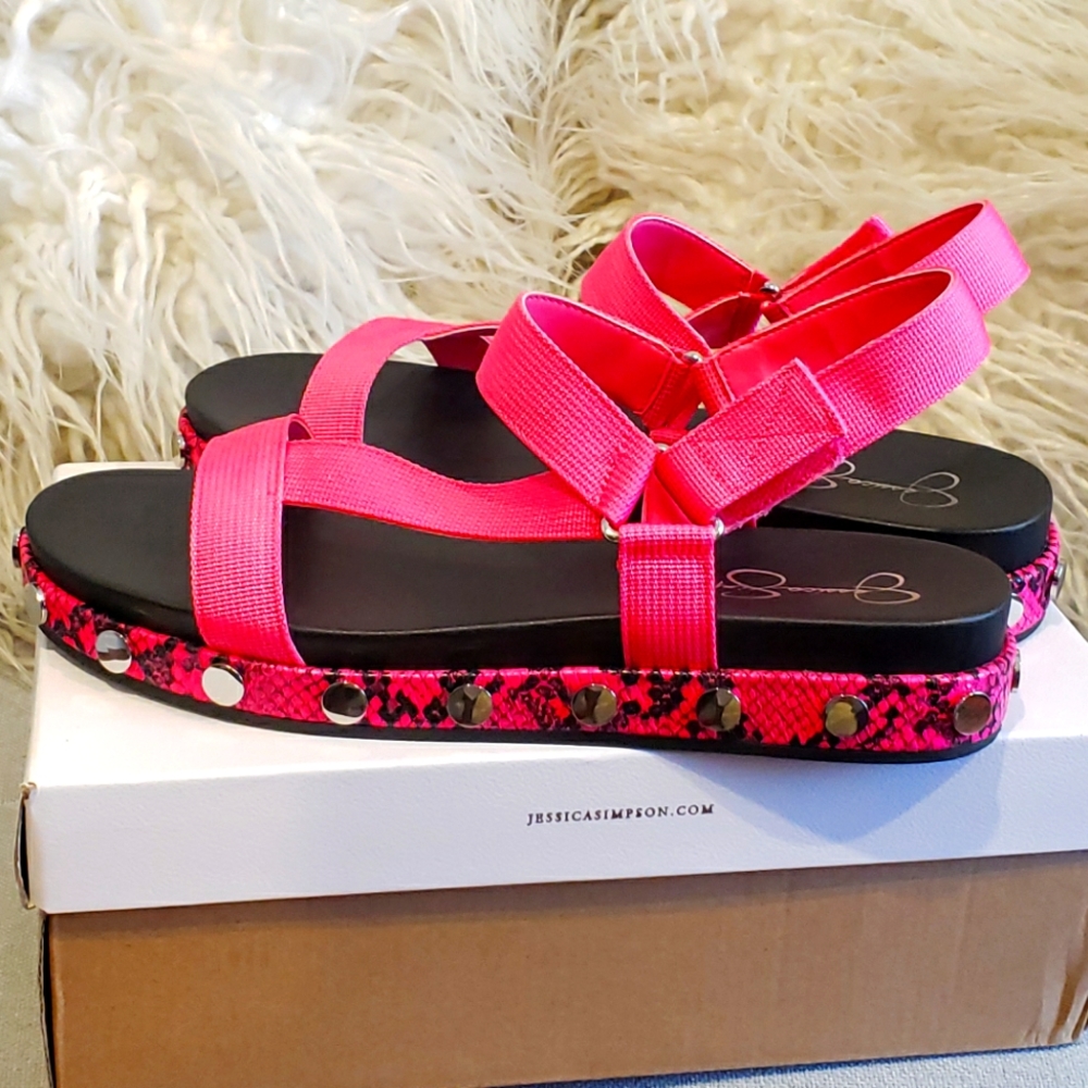 Neon Pink Sandals - Gem